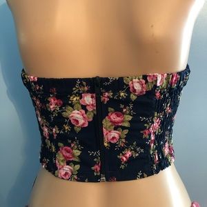 no brand | Tops | Flowered Strapless Bra Top Bluepink Roses | Poshmark